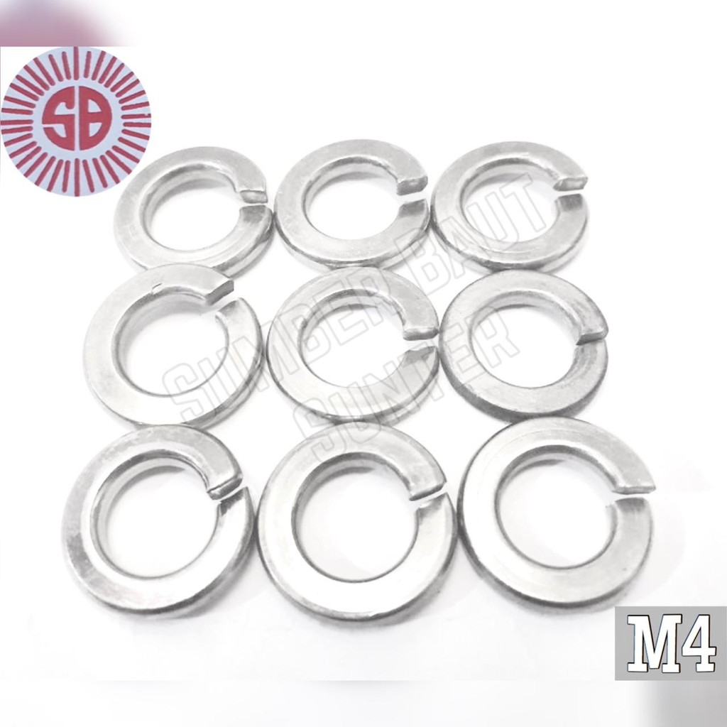 Jual M4 Ring Per Besi Putih Galvanis 4mm Spring Washer ( ISI 100 pcs ...