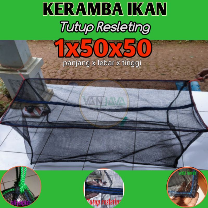 Jual Keramba ikan kecil tutup resleting 1×50×50 jaring apung siap pakai ...