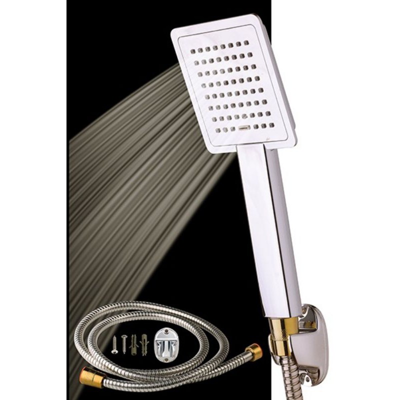 Jual Hand shower segi 10:cm x 12 cm Selang shower kuningan 1,50m ...