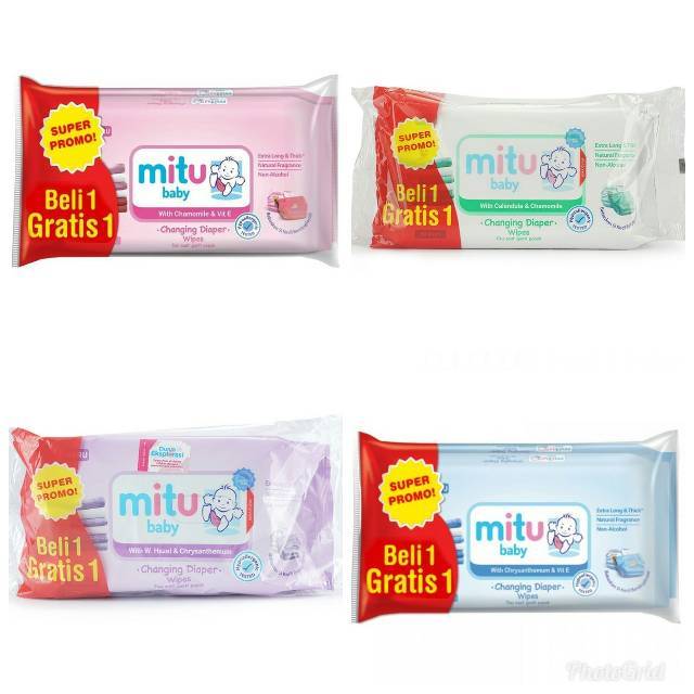 Jual Promo!!! Mitu Baby Wipes, Buy 1 (50sheets) Get 1 Free (50sheets ...