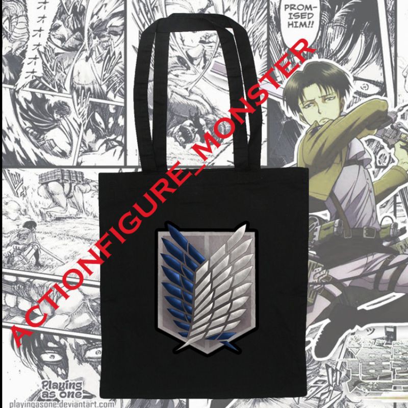 Jual Tas Totebag Anime Attack on Titan Tote Bag Tas Pria Wanita ...