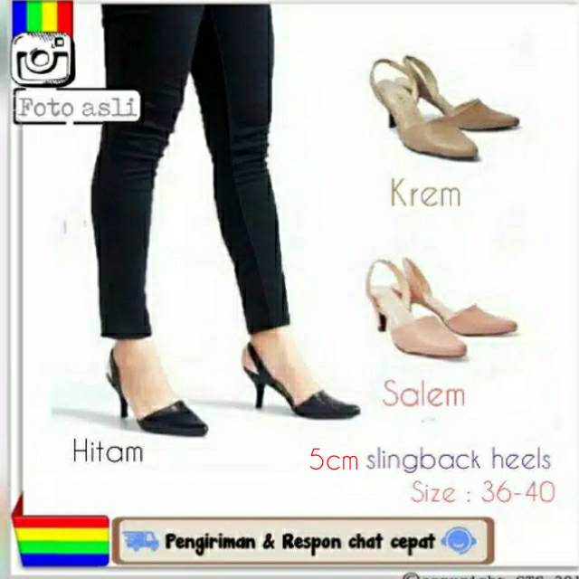 Jual NR10 - Slingback heels 5cm,sepatu kerja wanita casual polos glossy ...