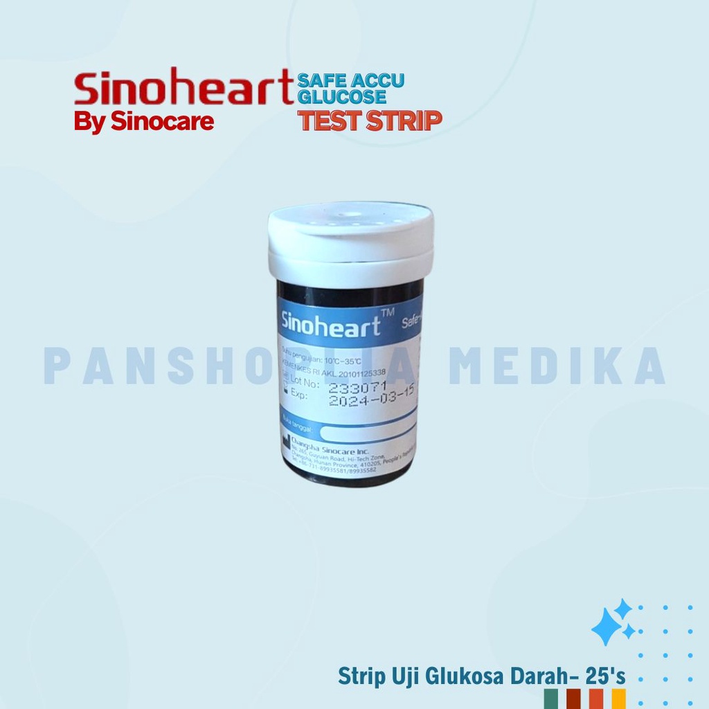 Jual SINOHEART Safe-Accu Strip Uji Gula Darah (25 Strip) By Sinocare ...