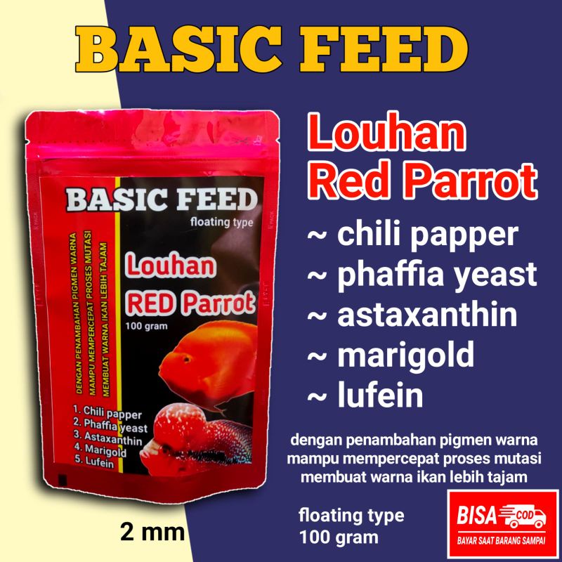 Jual pelet ikan louhan red parrot pelet ikan louhan 100gr | makanan ...