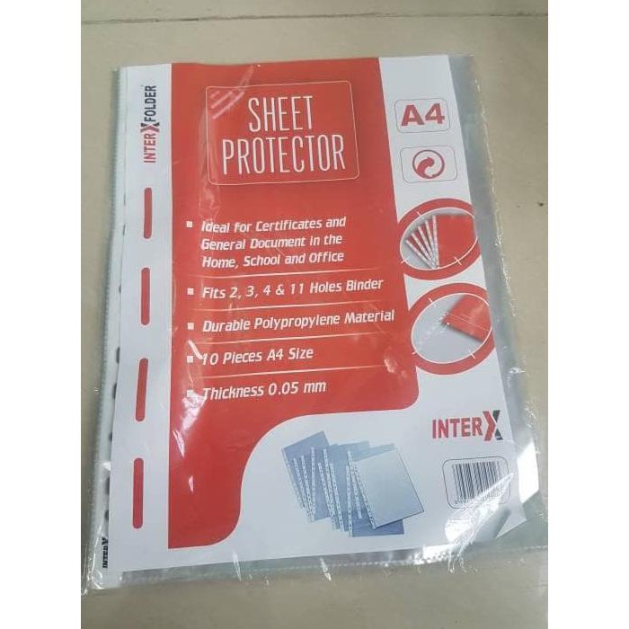 Jual PP POCKETS / SHEET PROTECTOR INTER X FOLDER CLEAR A4 (ISI 10 SHEET ...