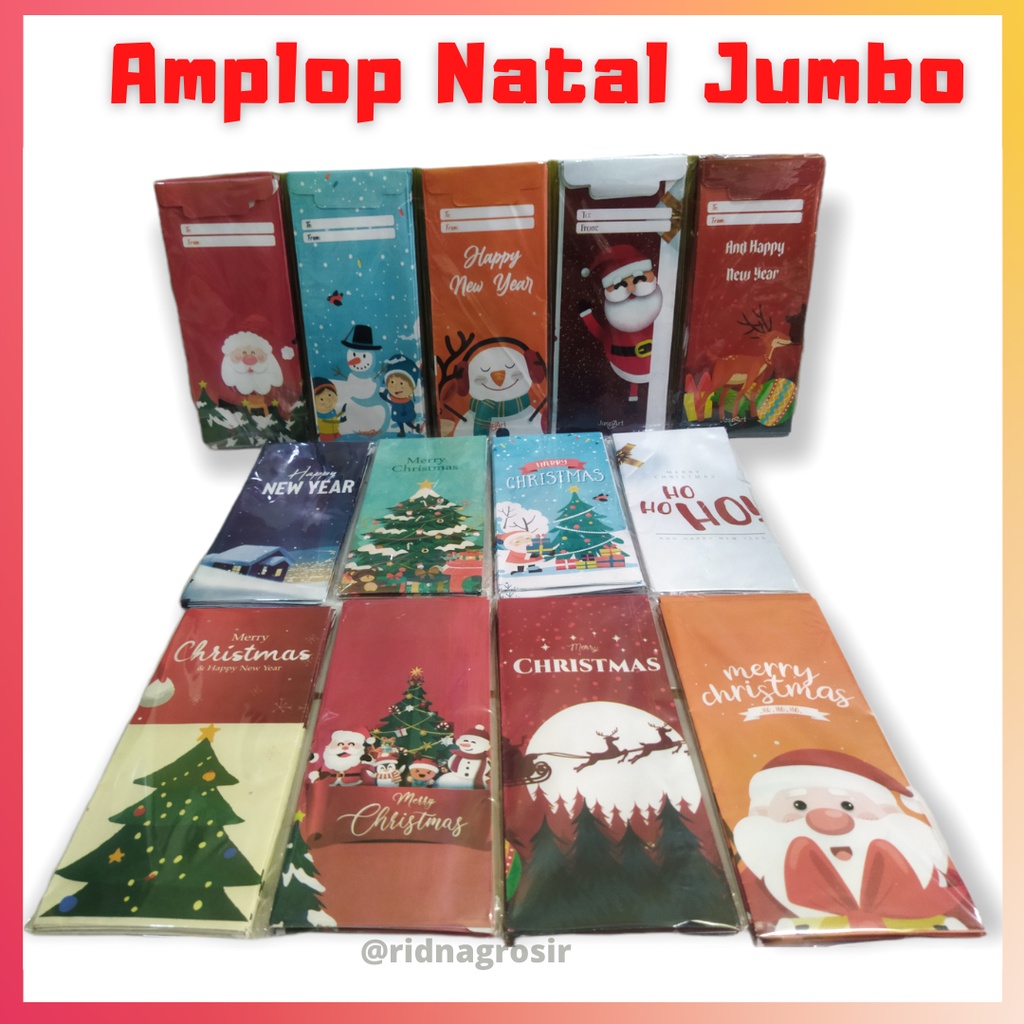 Jual (10 Pcs) AMPLOP NATAL JUMBO ANGPAU MERY CHRISTMAS SIAP PAKAI ...