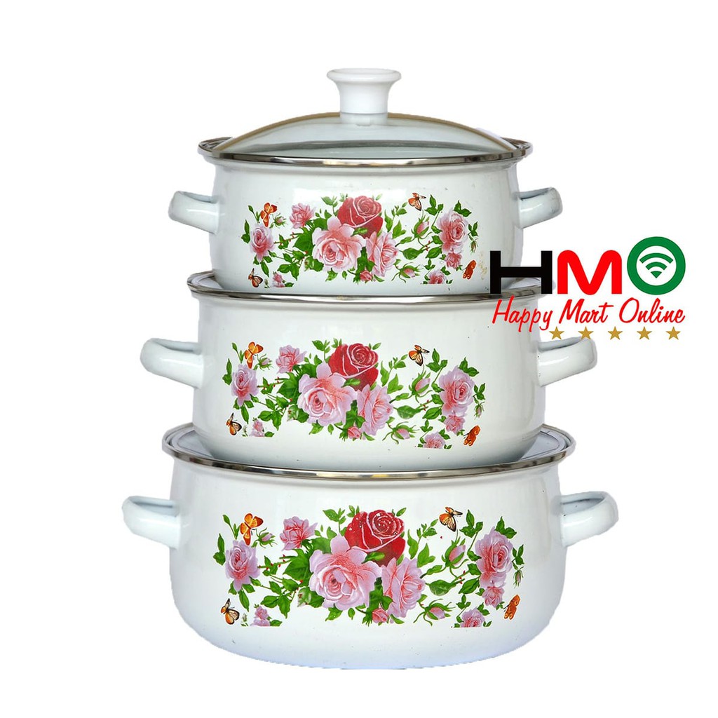 Jual GSF Panci Bunga Enamel Susun 3 Panci Set GSF-1618 GSF 1618 ...