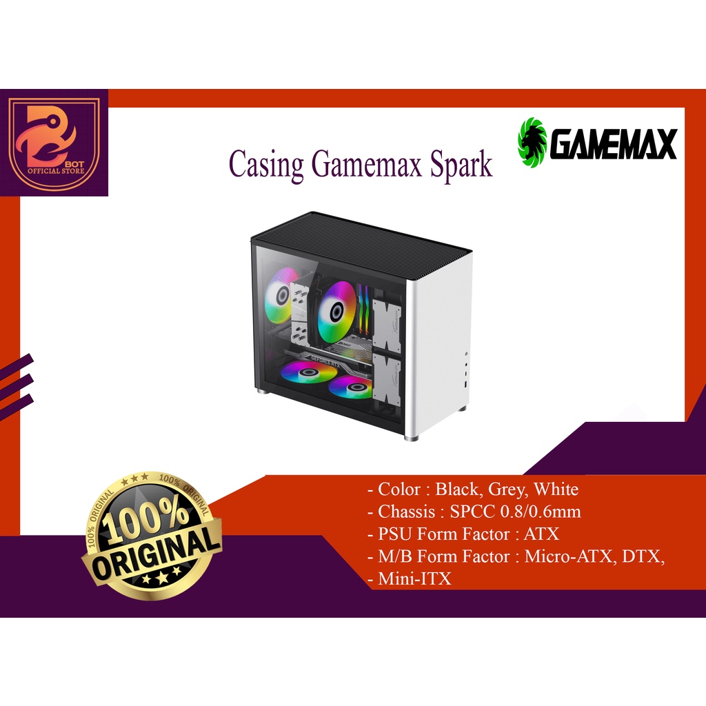 Jual Gamemax Spark Black, Grey, White Micro ATX , Mini ITX Casing PC | Shopee Indonesia