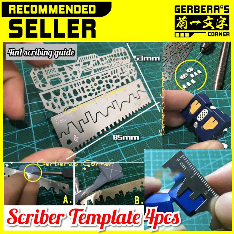 Jual Panel Line Scribing Template 4pcs Scriber Guide Line Gundam Tools ...
