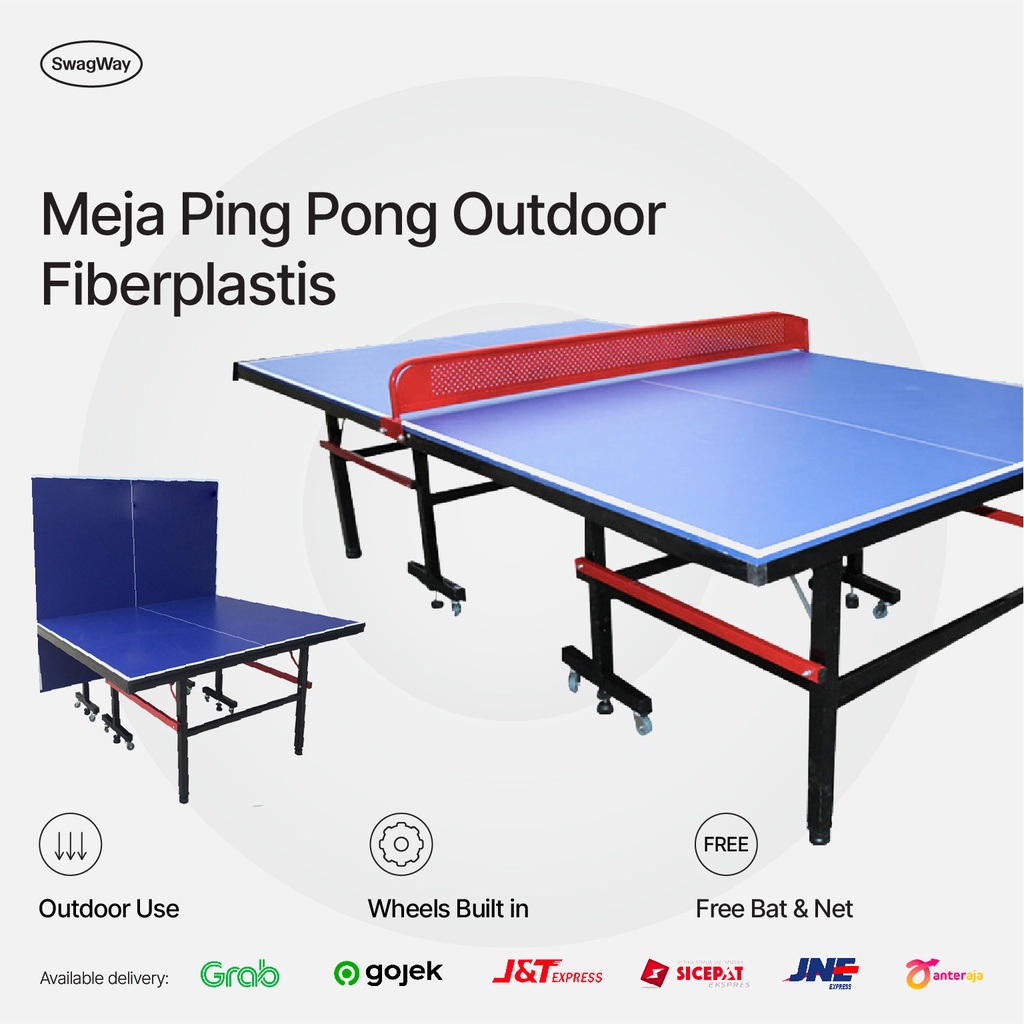 Jual Meja Tenis Meja ping pong fiber plastis outdoor lipat dengan roda free net | Shopee Indonesia