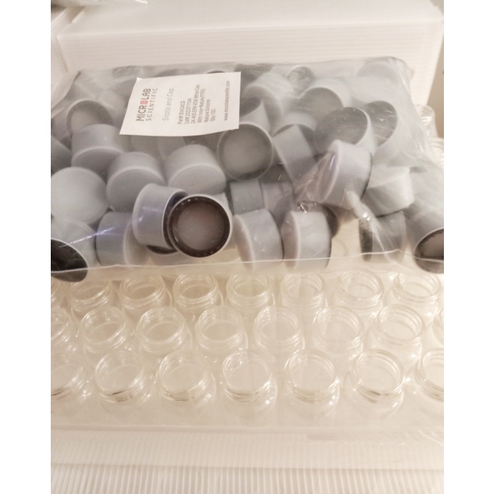 Jual Sample Vial 40 ml Clear with Black Open Top Cap, Cover & PTFE ...