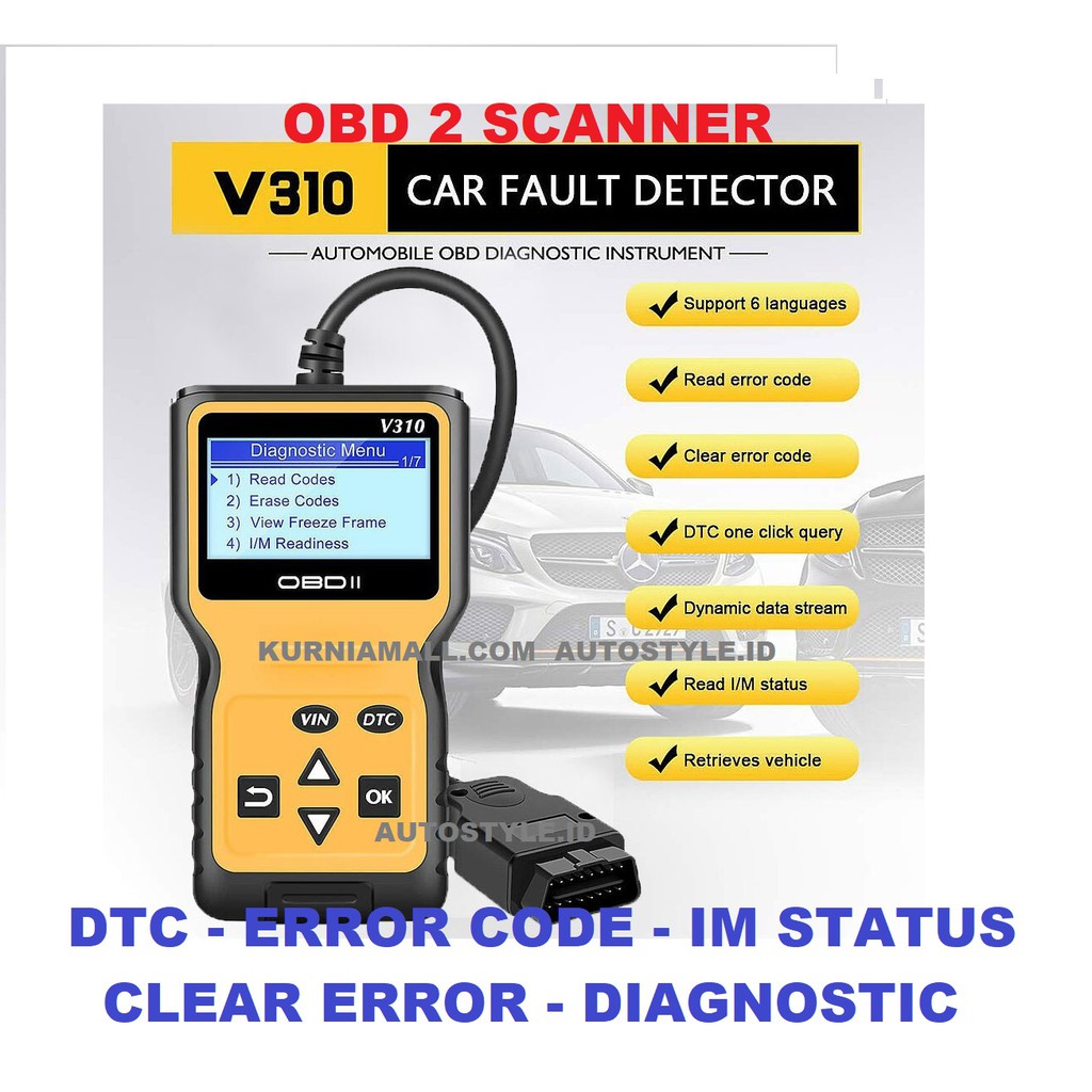 Jual OBD2 scanner car diagnostic scan V310 OBD 2 code reader scanner ecu mobil | Shopee Indonesia