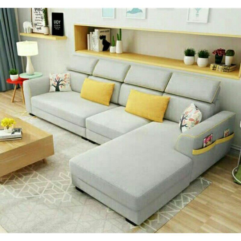 Jual Sofa Letter L Sofa Minimalis Sofa Warna Grey Soft Mix Yellow ...