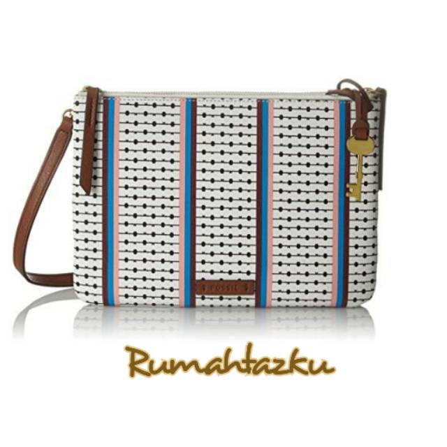 Jual Fossil Devon Crossbody Ecru Multi Stripe | Shopee Indonesia