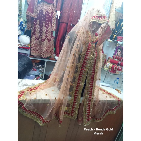 Jual Dupatta Selendang Pengantin Full Baru Etnik India Adat | Shopee ...