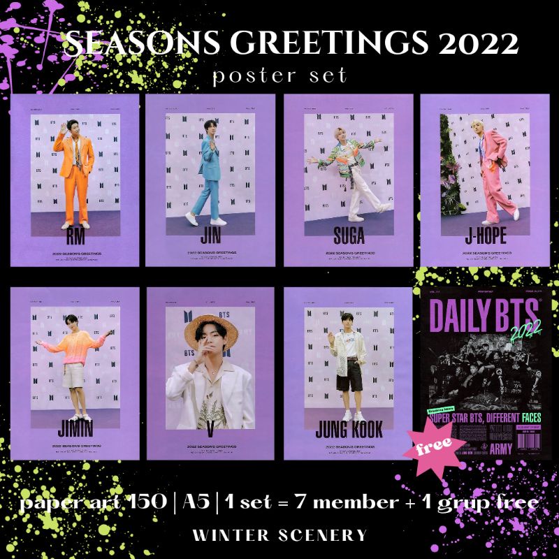 Jual Poster Set BTS - Seasons Greetings 2022 Poster A5 | Shopee Indonesia