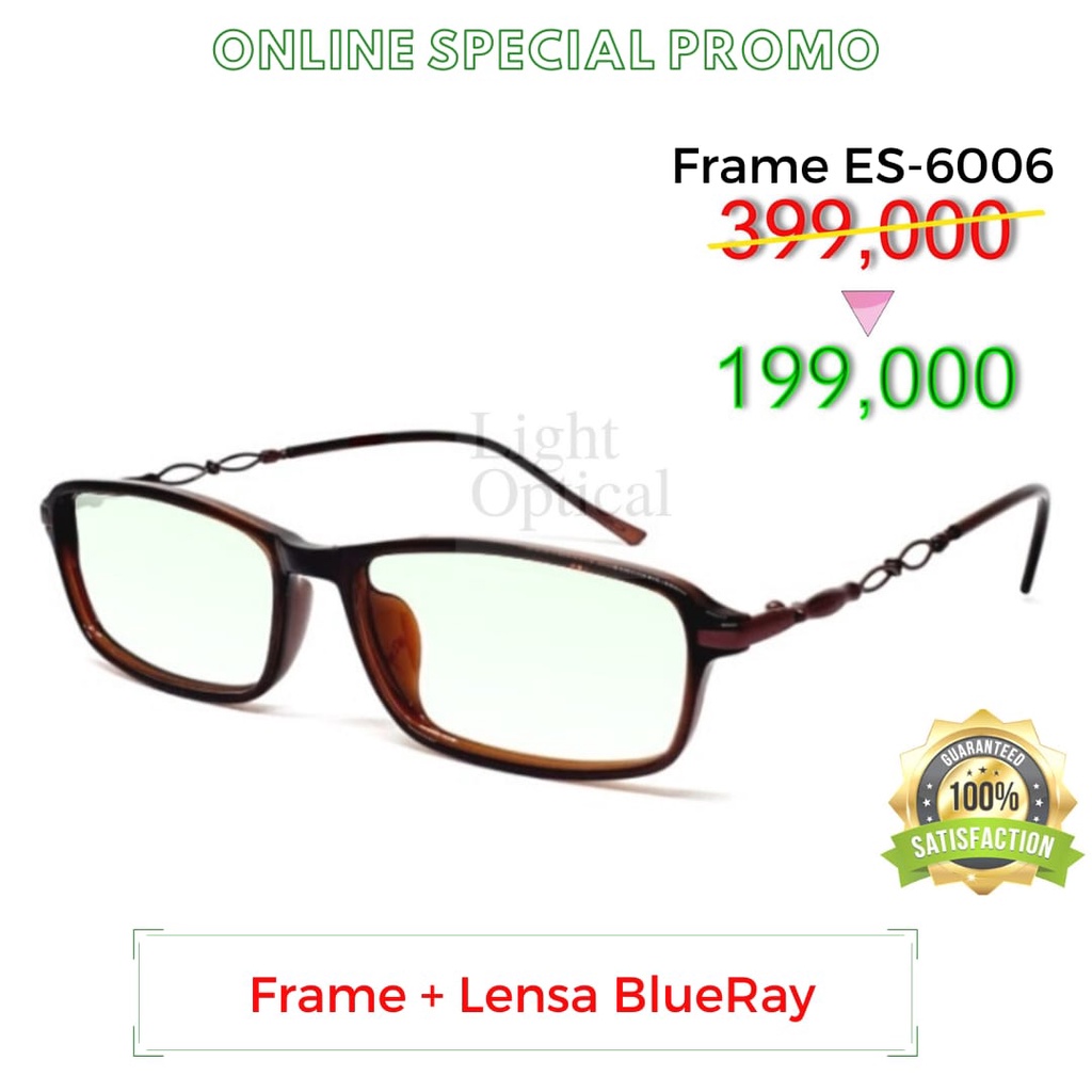 Jual Frame Kacamata Blueray ES-6006 Coklat (Ukuran Custom) | Shopee ...
