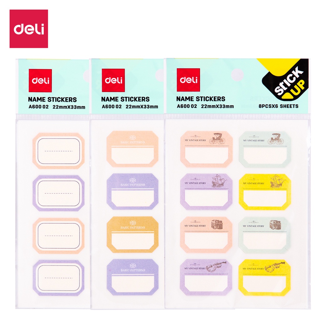Jual deli sticker label nama 4 warna 6 lembar kawaii kiyowo warna lucu ...
