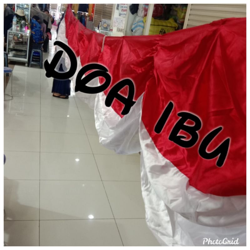 Jual best seller vitrase merah putih bahan satin bendera gelombang ...