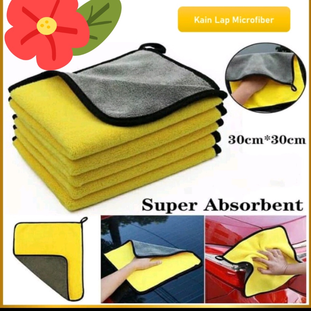 Jual Kain Lap Microfiber Detailing 2 Sisi Kuning Halus Tebal Uk. 30 x ...
