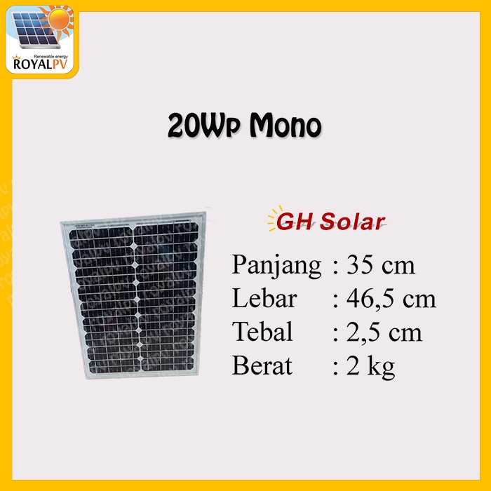 Jual PANEL SURYA SOLAR PANEL SOLAR CELL 20WP MONO | Shopee Indonesia