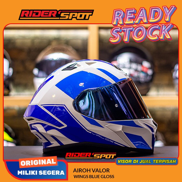 Jual Helm Motor Airoh Valor Wings Blue Gloss Full Face Helmet Original Touring | Shopee Indonesia