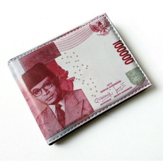 Jual Dompet semi kulit karakter uang 100 ribu dompet lipat gambar duit ...