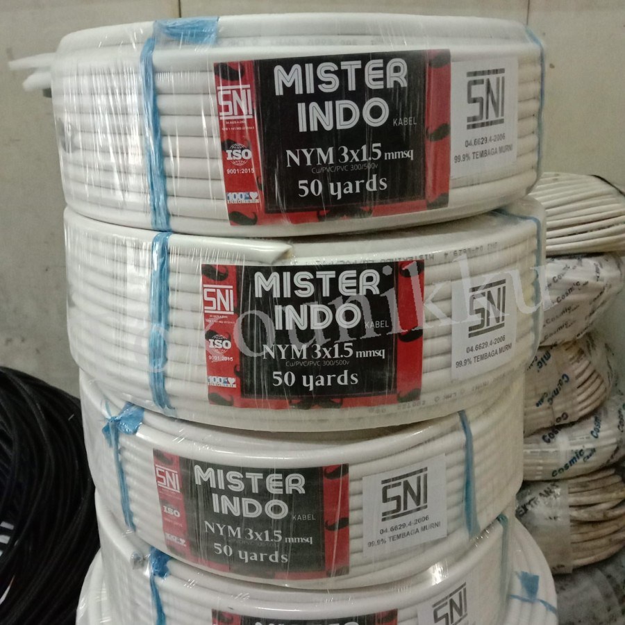 Jual KABEL LISTRIK NYM MISTER INDO 3 X 1,5MM PANJANG 50 YARD | Shopee ...