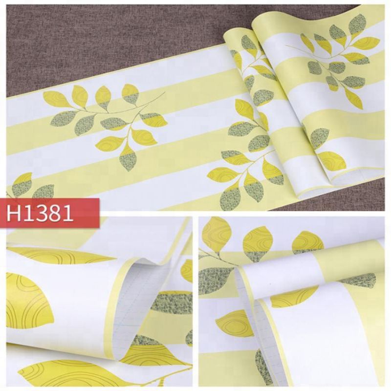 Jual Wallpaper Sticker Dinding Motif Salur Daun Hijau Uk 45cm X 10m