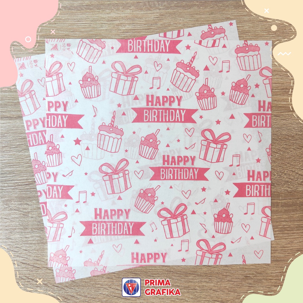 Jual Kertas Roti Motif Happy Birthday 20x20 Foodgrade - Wrappingpaper ...