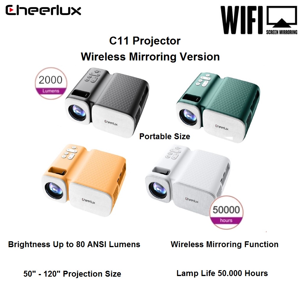 Jual CHEERLUX C11 WiFi - Projector 720P 80 ANSI Lumens - Support 1080P ...