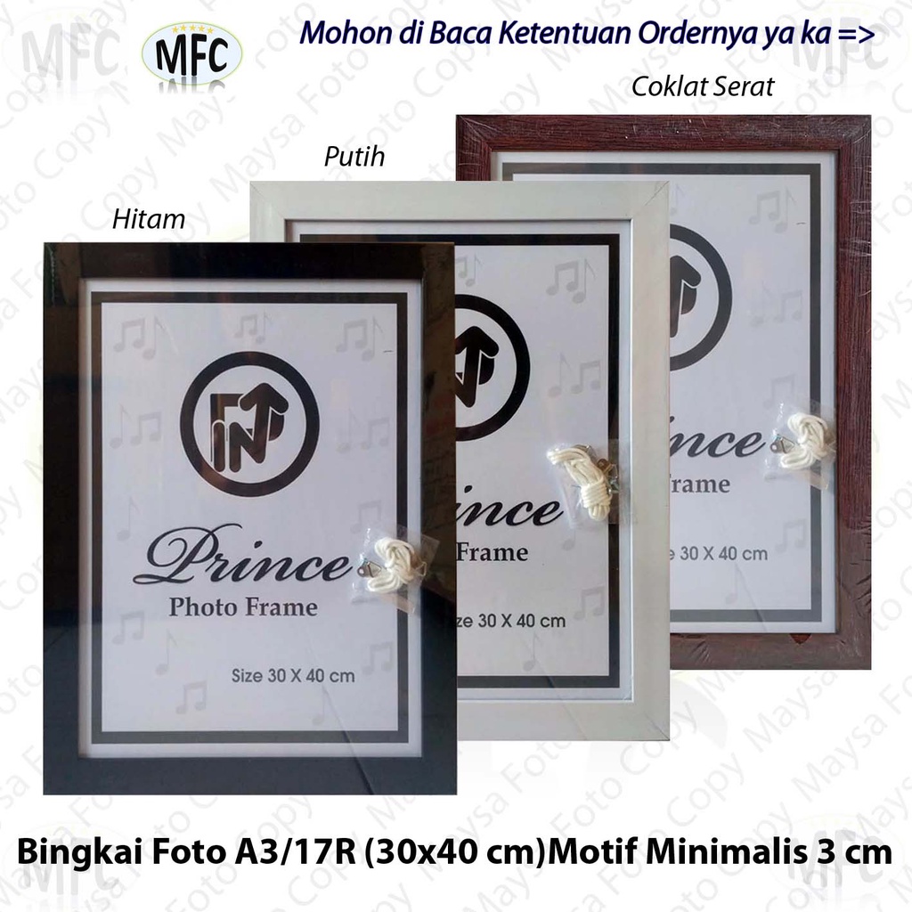 Jual Bingkai Foto A3/17R 30x40 cm Minimalis 3cm Hitam,Putih dan Coklat ...