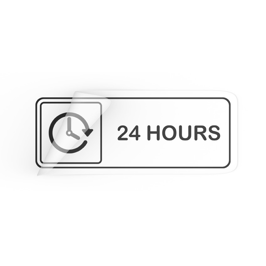 Jual stiker jam - 24 hours sticker - jam operasional - stiker pintu ...