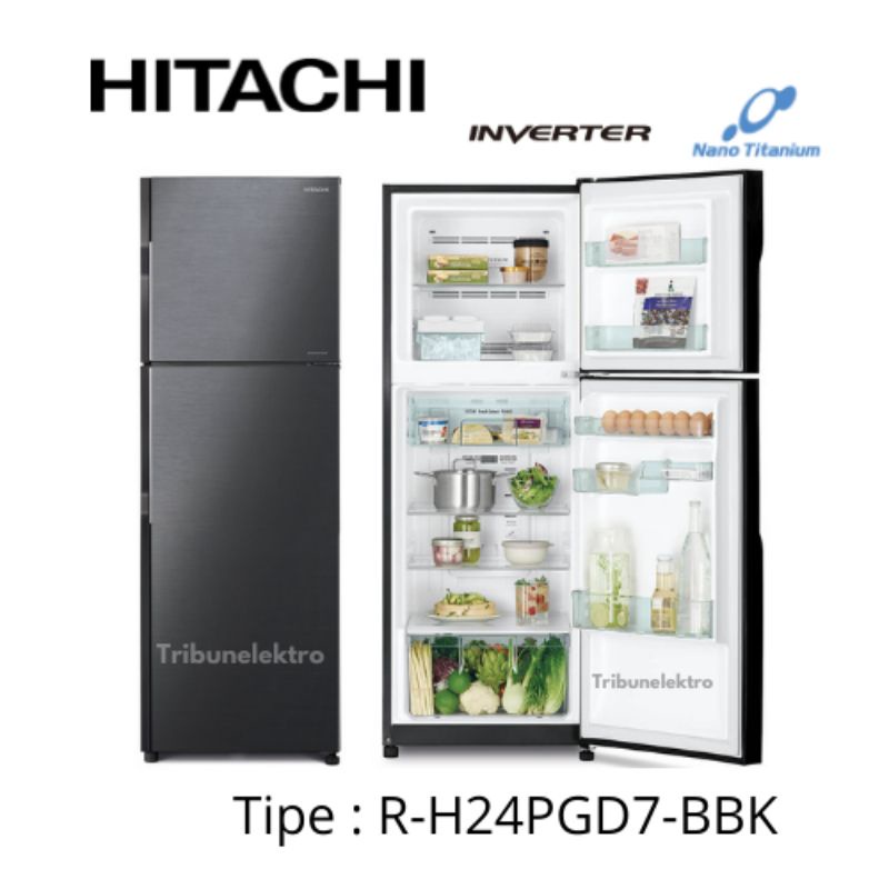 Jual KULKAS 2 PINTU INVERTER HITACHI R-H24PGD7-BBK | Shopee Indonesia