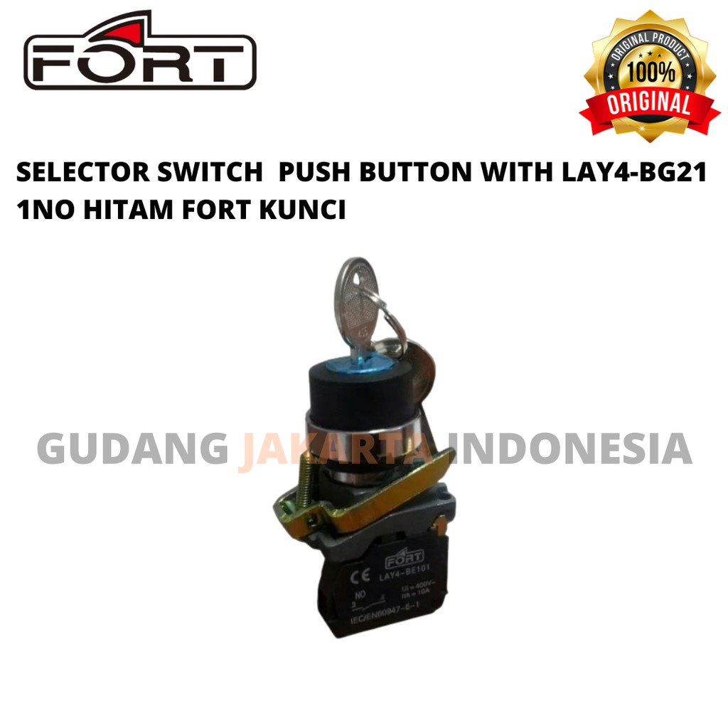 Jual SELECTOR SWITCH PUSH BUTTON WITH LAY4-BG21 1NO HITAM FORT KUNCI | Shopee Indonesia