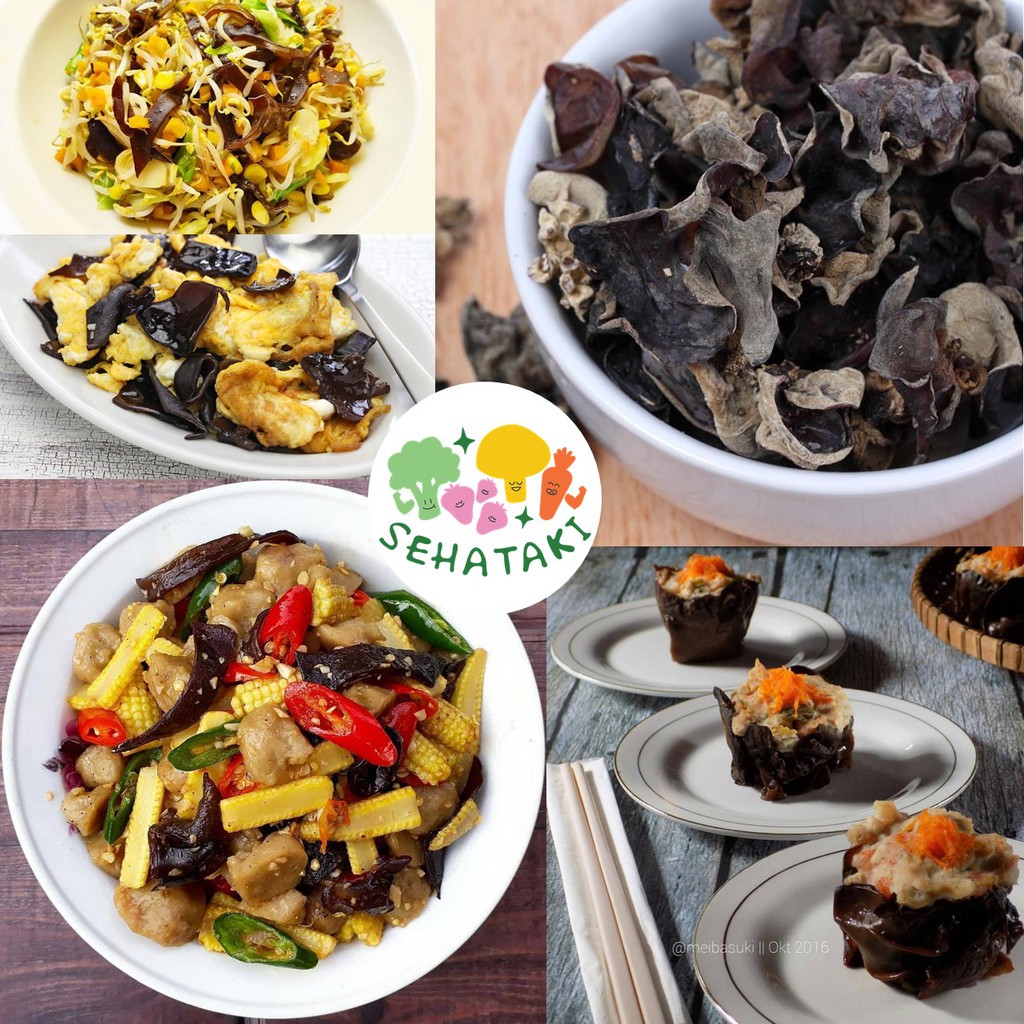 Jual Jamur Kuping Hitam Kering Dried Black Fungus Hei Mu Er | Shopee ...