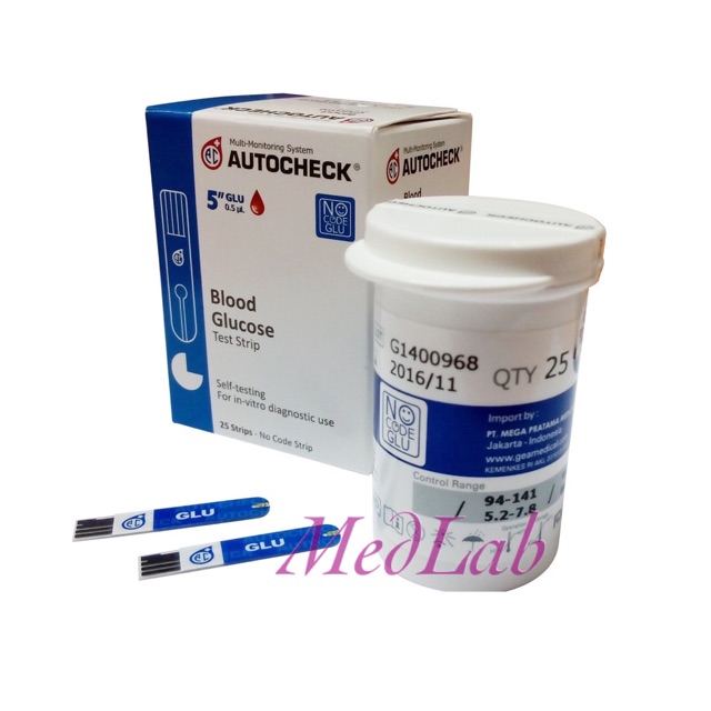 Jual Autocheck Gula Darah 25 Strip Autocheck Auto Check Blood Glucose ...