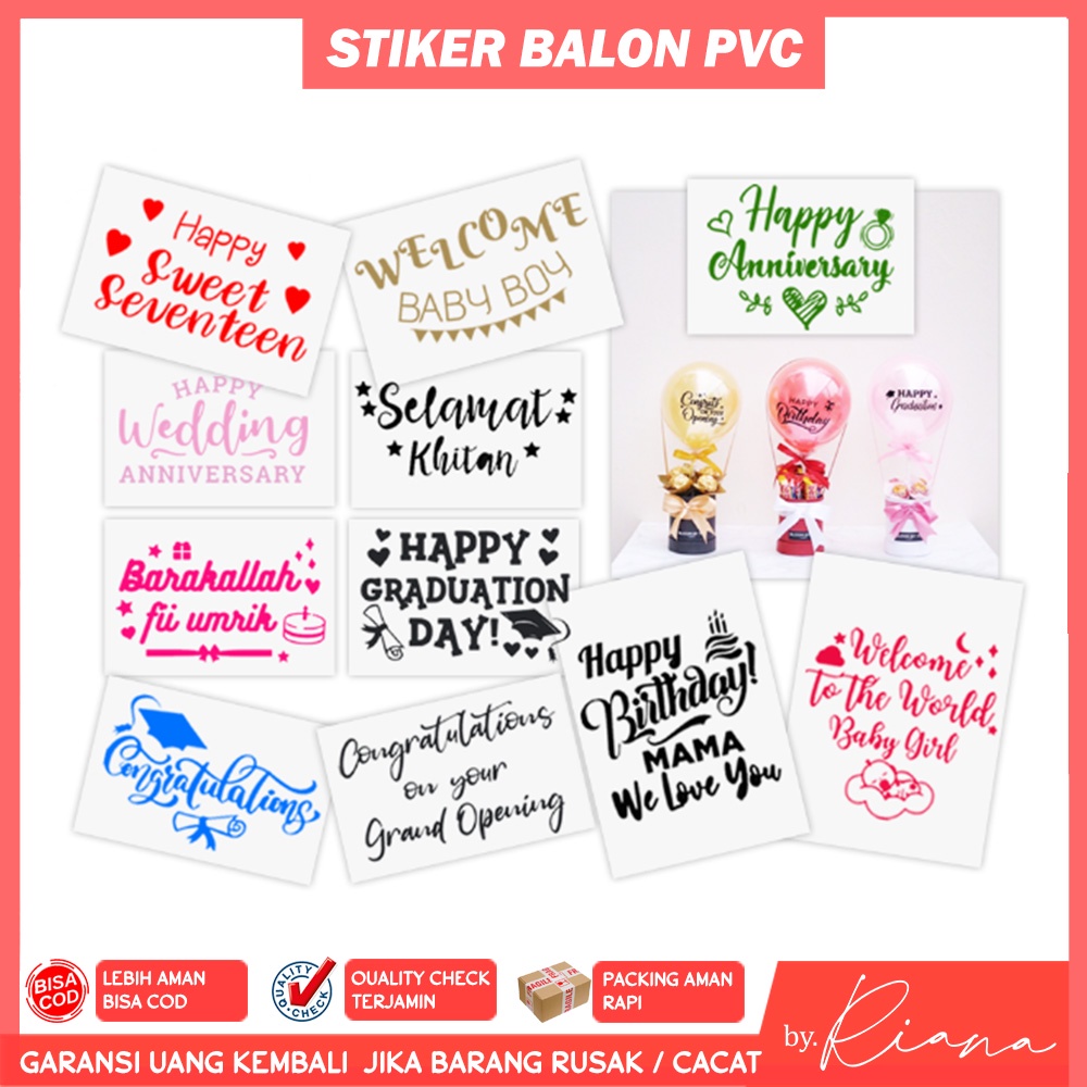 Jual byRiana - Stiker balon PVC 20 cm untuk balon 18-20 inci made in ...