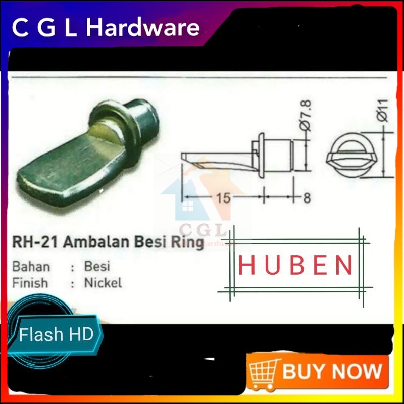Jual ambalan besi HUBEN RH-21+Ring /penahan ambalan lemari | Shopee ...