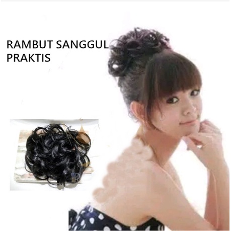 Jual rambut palsu sanggul gelombang bentuk ikat rambut dijamin rapi dan ...