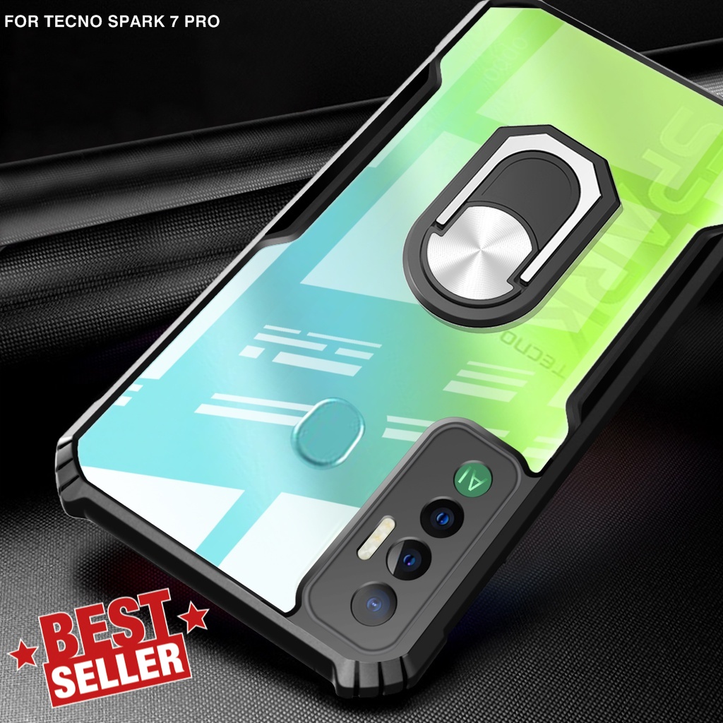 Jual Case Tecno Spark 7 PRO XUNDD i-Ring Standing Transparan CLEAR Armor | Shopee Indonesia