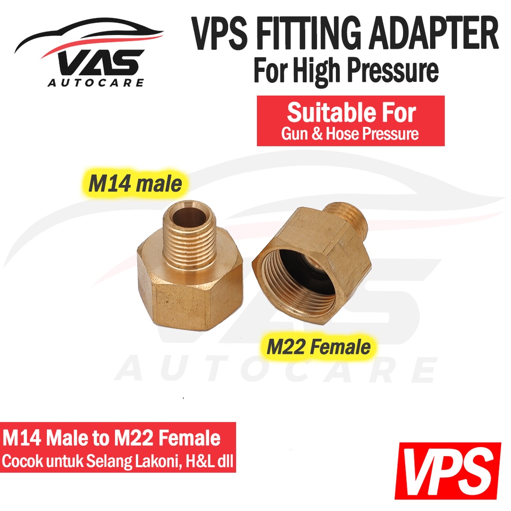 Jual VPS Adapter Converter M14 Male to M22 Female High Pressure ...
