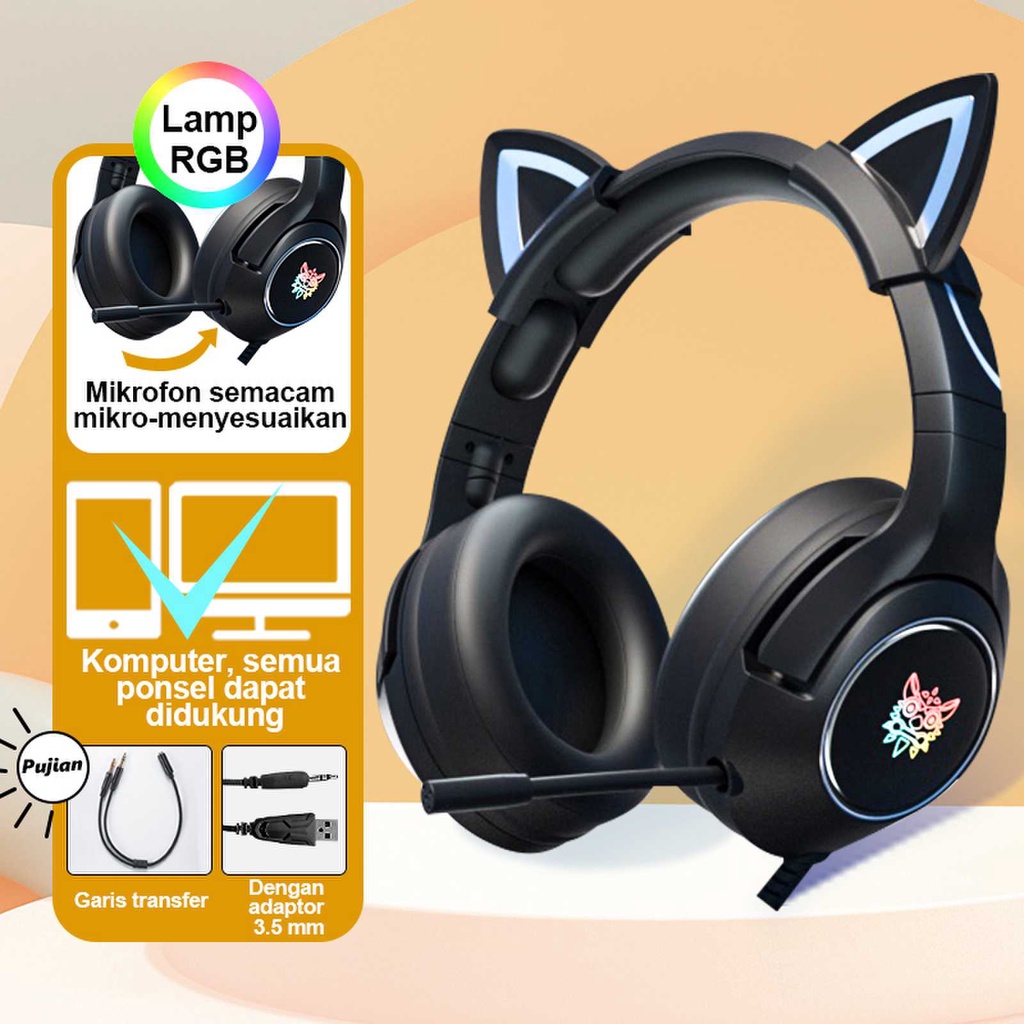 Jual Onikuma K9 Game E-sport 7.1Hifi Warna Pink Telinga Kucing Headset ...