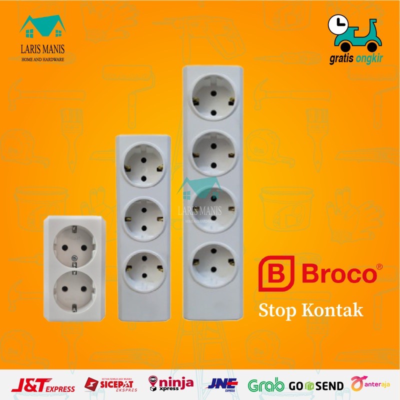 Jual Stop Kontak Broco 2 3 4 Lubang Outbow Terminal Kuningan Colokan ...