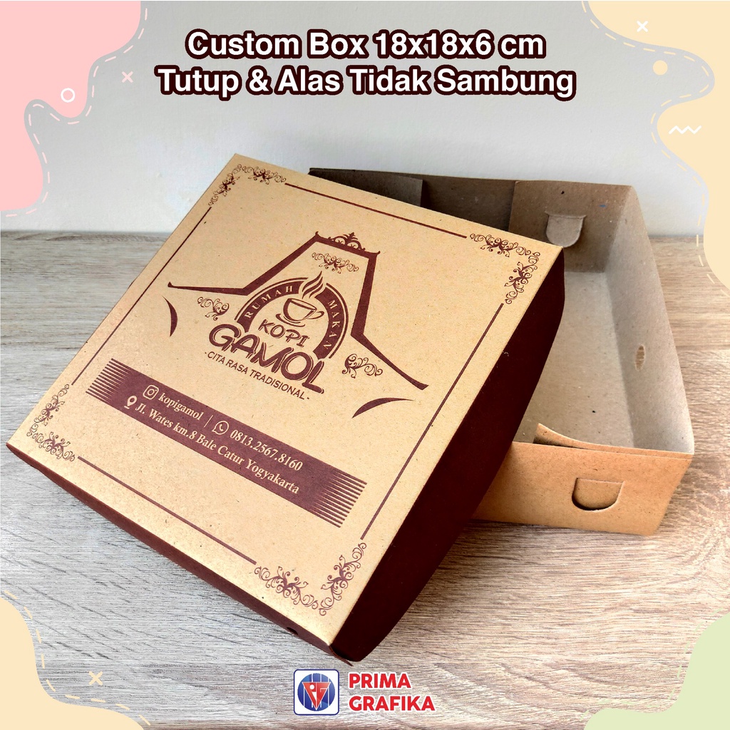 Jual Custom Box Kraft Kotak 18x18x6 Tutup dan Alas Terpisah - Kotak ...