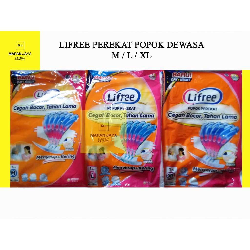 Jual Lifree Popok Perekat Dewasa M / L / XL ( 12 PCS / 1 LUSINAN ) | Shopee Indonesia