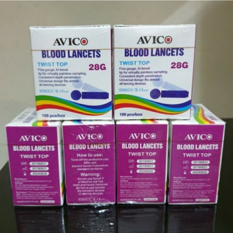 Jual Blood Lancets 28G Avico Cocok Untuk Alat test Easy Touch, Nesco ...