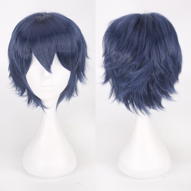 Jual K049-13 blue black biru wig base cowok pendek cosplay rambut palsu ...