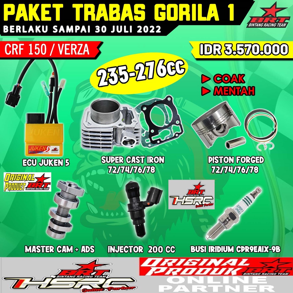 Jual PAKET TRABAS GORILA BRT Honda CRF 150 Verza New Megapro Fi Harian Bore Up 72 74 76 78 mm ...