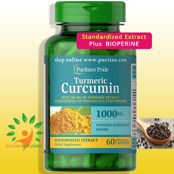 Jual Puritan's Pride TURMERIC CURCUMIN WITH BIOPERINE 1000 MG - 60 ...